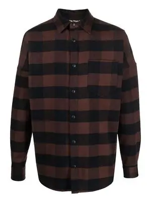 Palm Angels Checked Shirt - Black Light Grey Brown