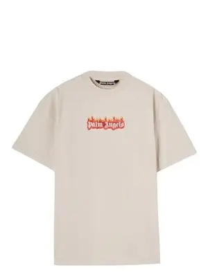 Palm Angels Garment Dye Burning Logo Classic T-shirt - Off White/black