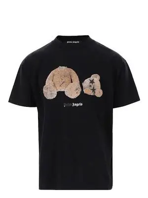 Palm Angels Bear Print Sprayed Logo T-shirt - Black/brown