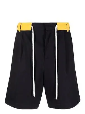 Palm Angels Drawstring Bermuda Shorts - Navy Blue/yellow