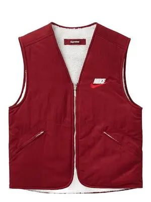 Supreme Nike Reversible Nylon Sherpa Vest - Burgundy