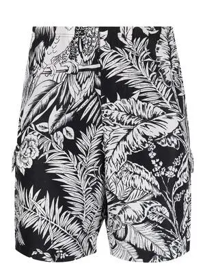Palm Angels Jungle Parrots Swim Shorts - Black/white
