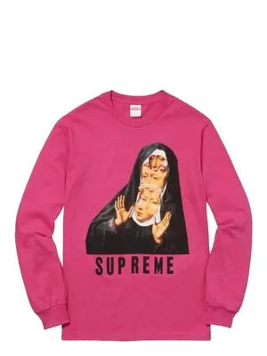 Supreme Nun Long Sleeve Tee Shirt - Dark Pink