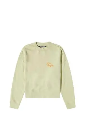 Palm Angels Back Spray Palm Embroidered Logo Crew Sweatshirt - Mint Green