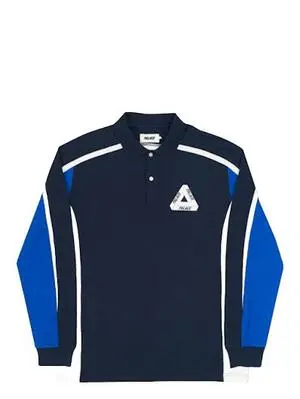 PALACE Yaman 220 Long Sleeve Polo Shirt - Navy Blue