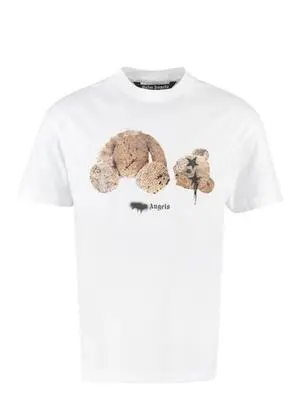 Palm Angels Bear Print Sprayed Logo T-shirt - White/brown