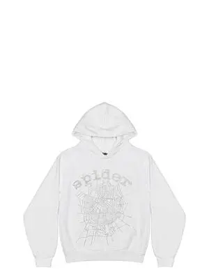 SP5DER Og Rhinestone Logo Hoodie - White
