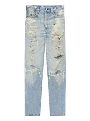 Kenzo X Levi's 501 1933 Distressed Jeans - Stone Bi Dirty Blue Denim