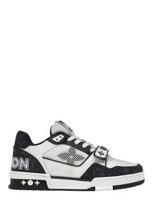 LOUIS VUITTON Trainer Velcro Strap Monogram Denim Sneakers - Black/white