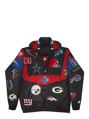 KID CUDI X Nfl Draft Limited Edition Starter Breakaway Pullover Jacket - Black