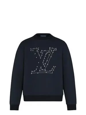 LOUIS VUITTON Stitch Print Embroidered Sweatshirt - Navy Blue