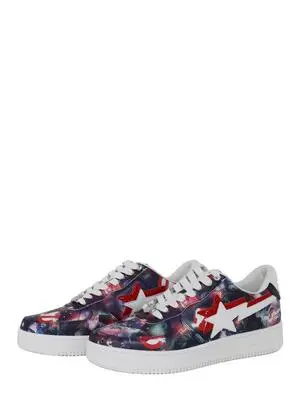 BAPE A Bathing Ape Sta Ghostbusters Camo Sneakers - Navy Blue/red/white