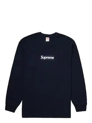 Supreme Box Logo Long Sleeve Tee Shirt - Navy Blue