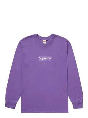 Supreme Box Logo Long Sleeve Tee Shirt - Purple