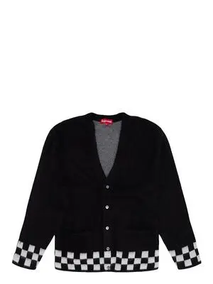 Supreme Brushed Checkerboard Cardigan - Black