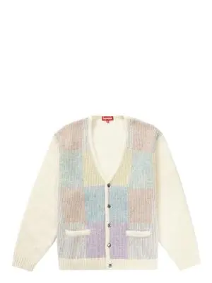 Supreme Brushed Grid Cardigan - White