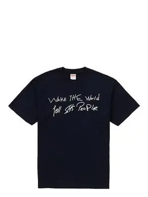 Supreme Buju Banton Wake The World Tee Shirt - Navy Blue