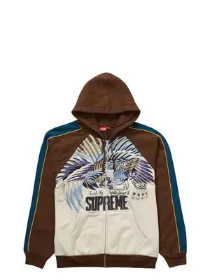 Supreme Raglan Zip Up Hooded Sweatshirt - Natural