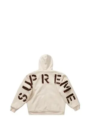 Supreme Faux Fur Lined Zip Up Hooded Sweatshirt Natural