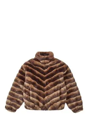 Supreme Faux Fur Zip-up Jacket - Brown