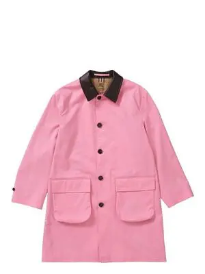 Supreme Leather Collar Trench - Pink