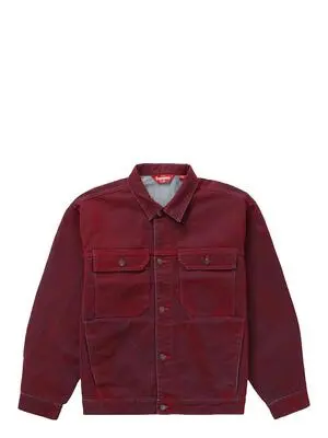 Supreme Flocked Denim Trucker Jacket - Red