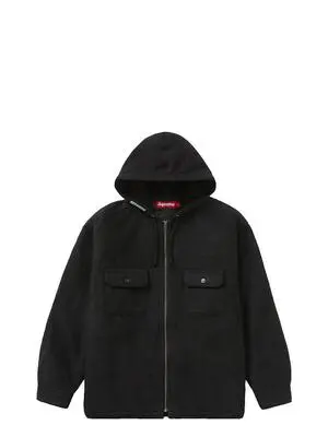 Supreme Fleece Zip Up Hooded Shirt - Black