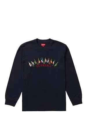 Supreme Flags Long Sleeve Top - Navy Blue
