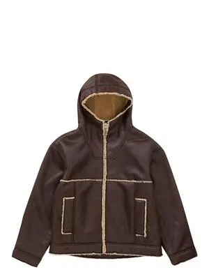 Supreme Faux Shearling Hooded Jacket - Brick