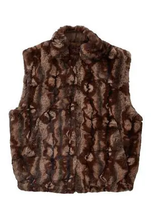 Supreme Faux Fur Hooded Vest - Brown