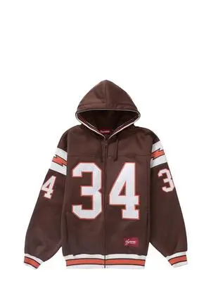 Supreme Football Zip Up Hooded Sweatshirt - Brown
