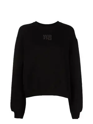 Alexander Wang Essential Puff Logo Terry Crewneck Sweatshirt - Black
