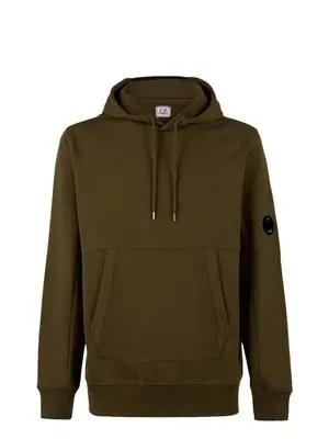 C.P. COMPANY Diagnol Raised Fleece Hoodie Ivy Green