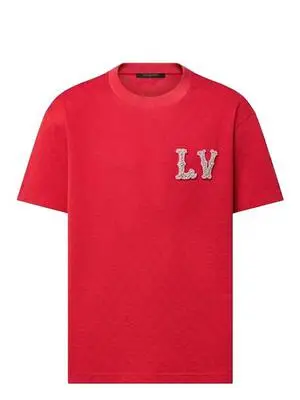 LOUIS VUITTON Cotton Pique T-shirt With Embroidered Patch - Bright Red
