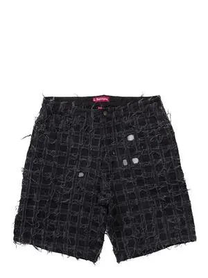 Supreme Frayed Patchwork Baggy Denim Shorts - Washed Black