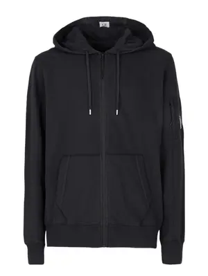 C.P. COMPANY Light Fleece Zipped Hoodie - Black