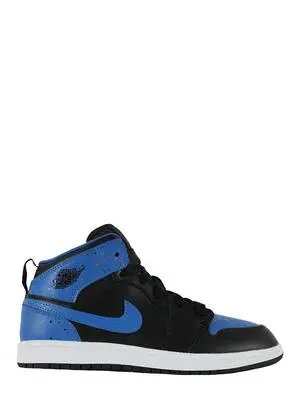 JORDAN 1 Mid Royal Paint Splatter Sneakers - Black/team Orange/signal Blue