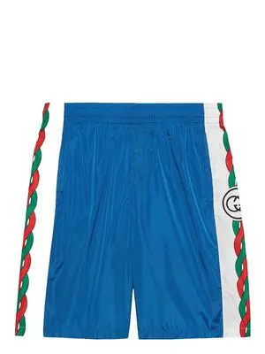 Gucci Interlocking G Print Waterproof Nylon Shorts - Blue