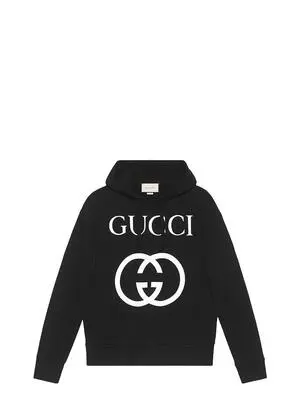 Gucci Interlocking G Oversize Fit Hoodie - Black/white