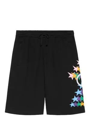 Gucci Interlocking G Star Flash Print Shorts - Black