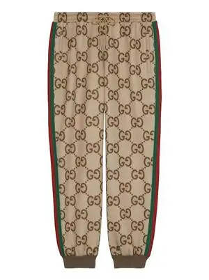 Gucci Jumbo Gg Jogging Pant With Web - Beige/ebony