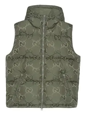 Gucci Jumbo Gg Canvas Down Gilet - Green