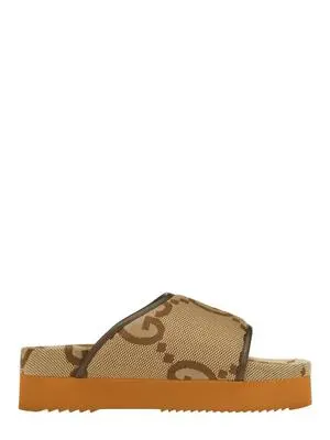 Gucci Jumbo Gg Platform Slides - Camel/ebony