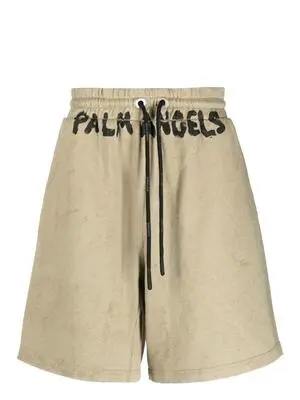 Palm Angels Seasonal Logo Sweatshorts - Military/black