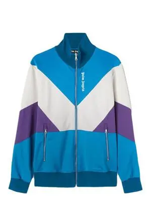 Palm Angels V Colorblock Jacket - Cobalt Blue/off White