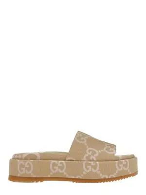 Gucci Jumbo Gg Platform Slide Sandal - Beige/light Pink