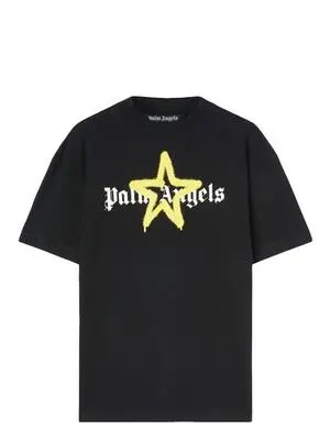 Palm Angels Star Sprayed T-shirt - Black/yellow