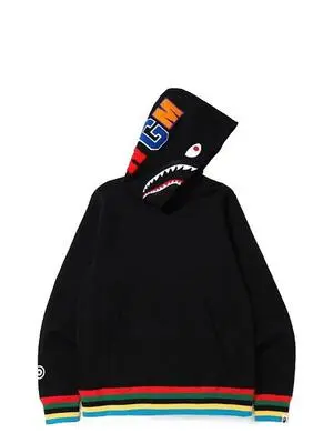 A BATHING APE Shark Line Rib Pullover Hoodie - Black