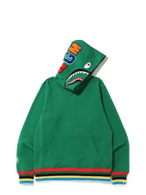 A BATHING APE Shark Line Rib Pullover Hoodie - Green