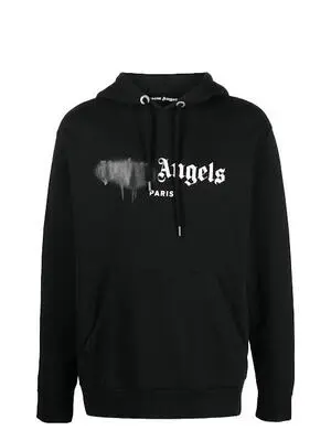 Palm Angels Paris Sprayed Logo Hoodie - Black